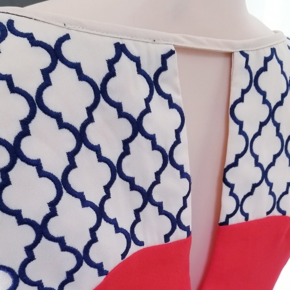 THML | Dresses | Thml Xs Blue Embroidered Red Shape Shift Dress | Poshmark